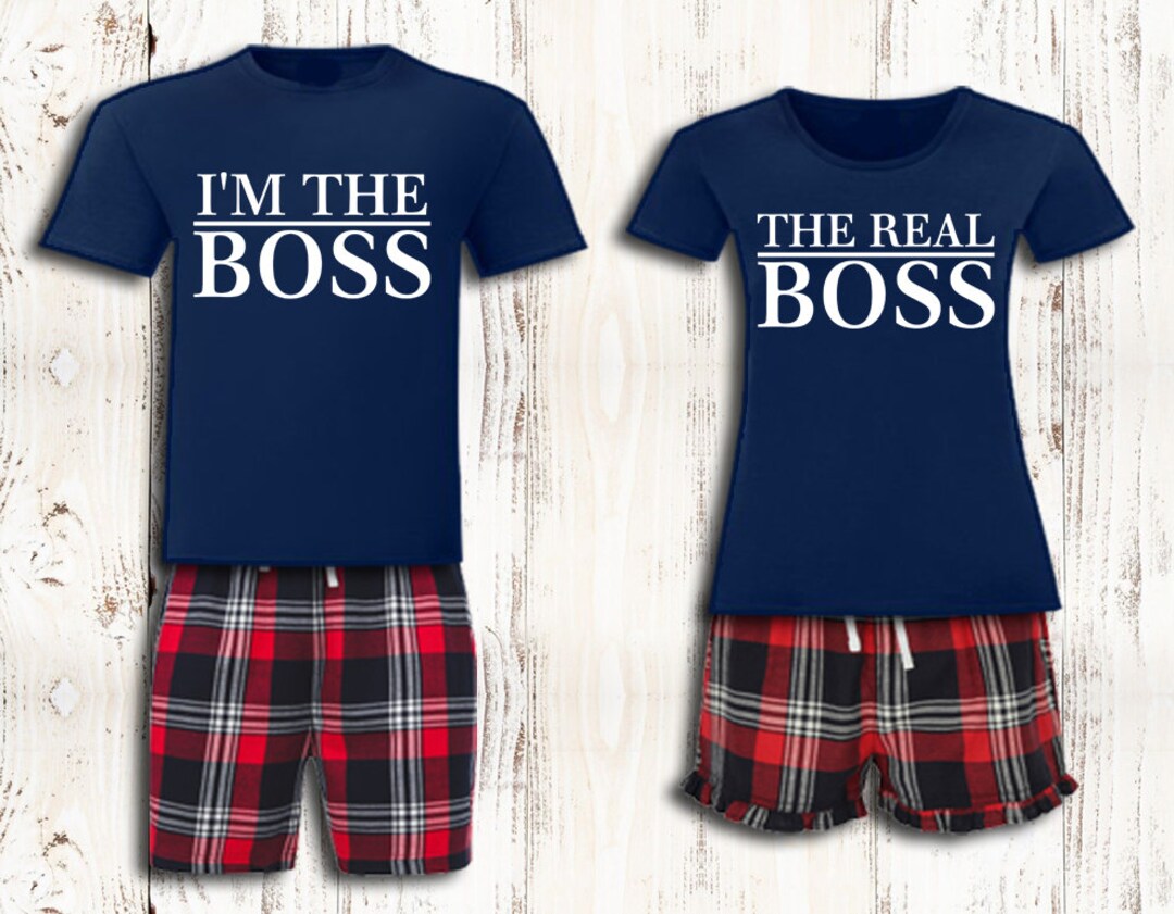 Personalised Pyjamas Matching Pyjamas the Boss the Real Boss Mini Boss ...