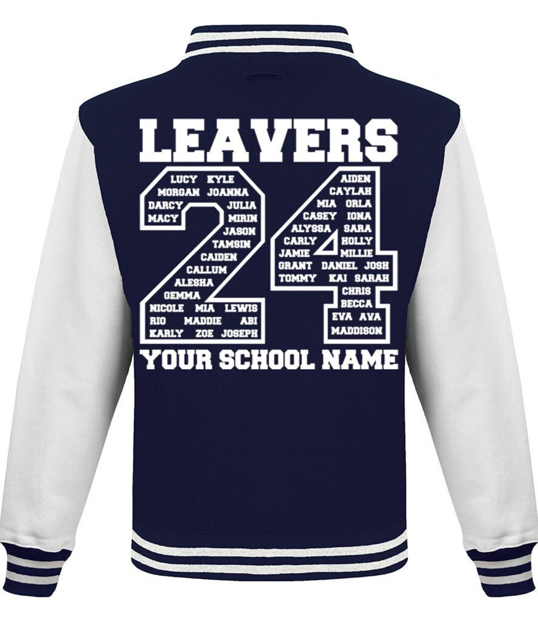 Leavers Varsity Jacket Kids and Adults Personalised Class of 2024 ...