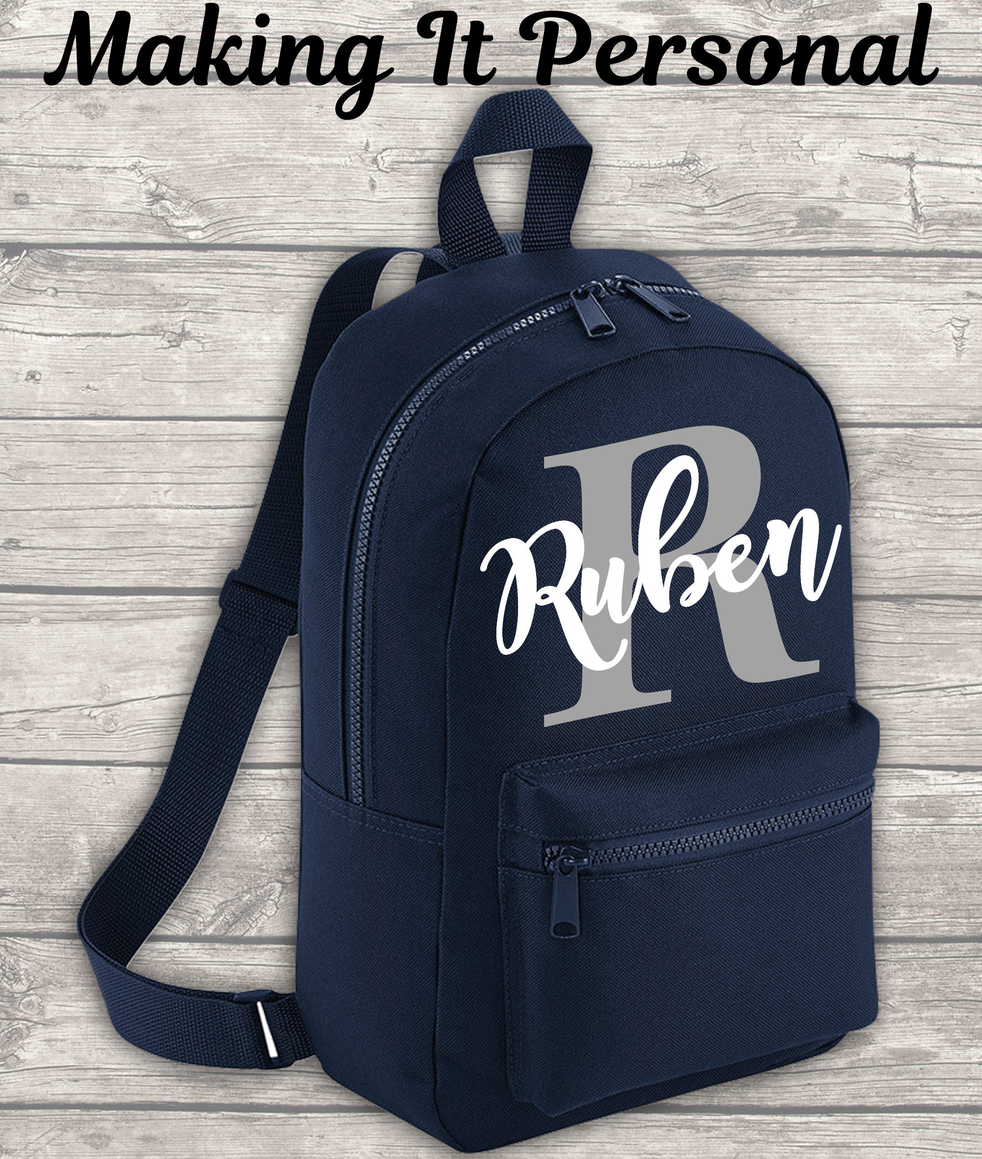 Personalised Mini Backpack ADD Your NAME and Initials Back To | Etsy