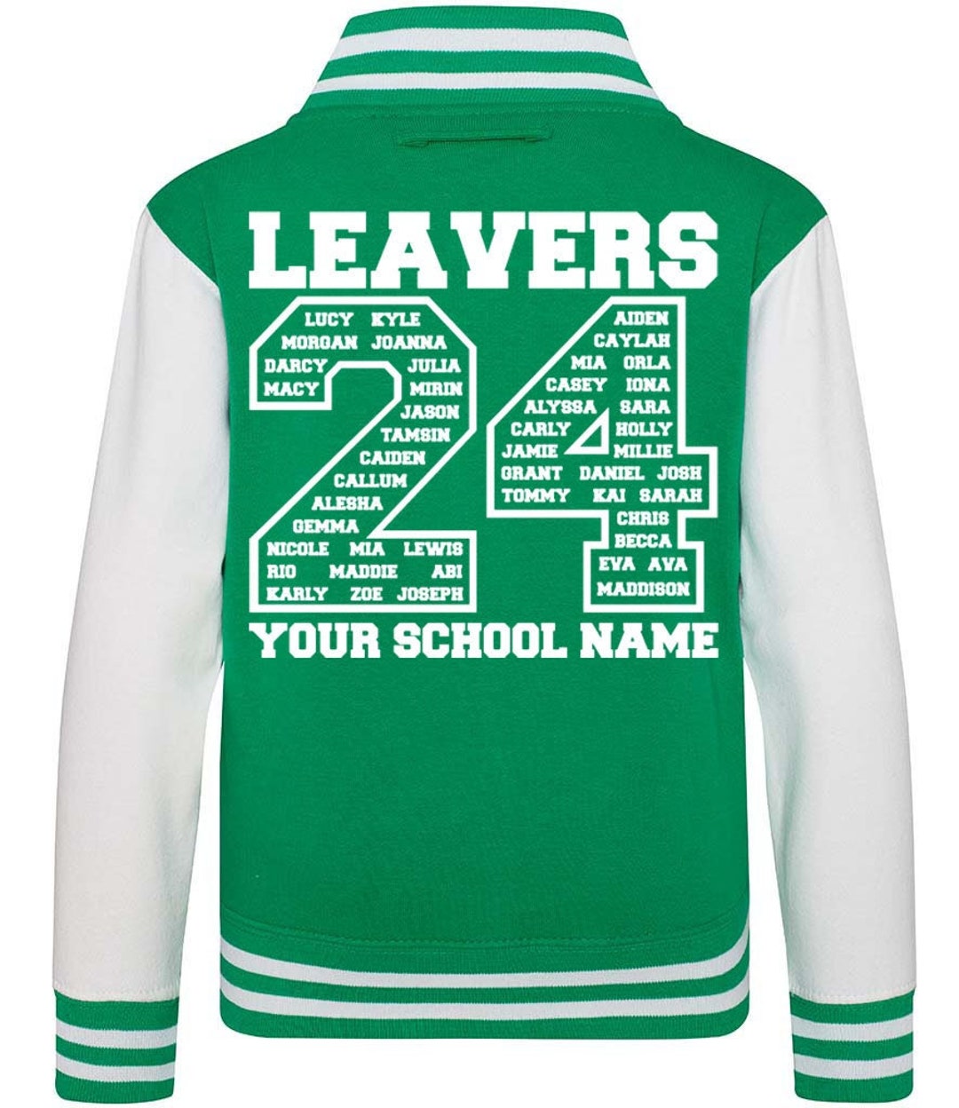 Leavers Varsity Jacket Kids and Adults Personalised Class of 2024 ...
