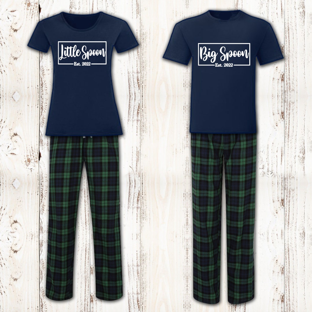 Personalised Big Spoon Little Spoon Tartan Pajamas Set - Etsy