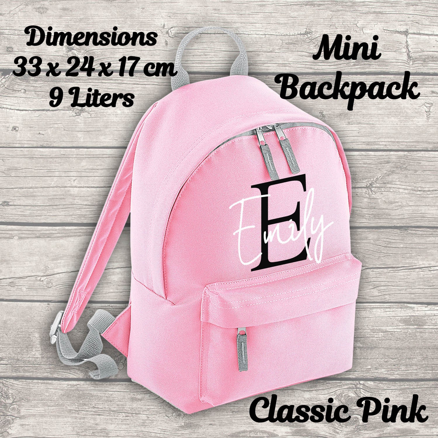 Personalised Name and Initial 9 Litre Backpack Water Bottle and Lunch ...