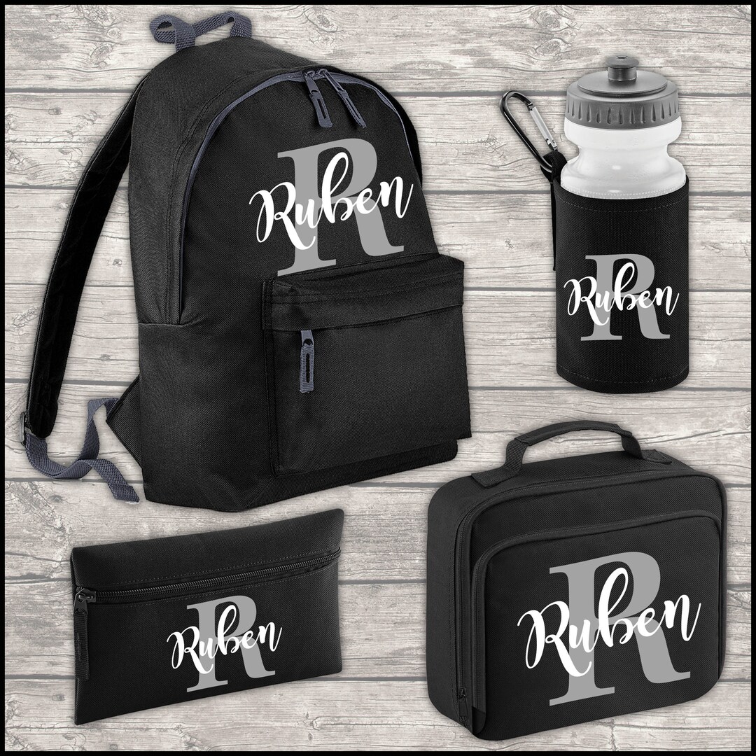 Personalised Name Initial 9 Litre Backpack Water Bottle Lunch Bag FREE ...