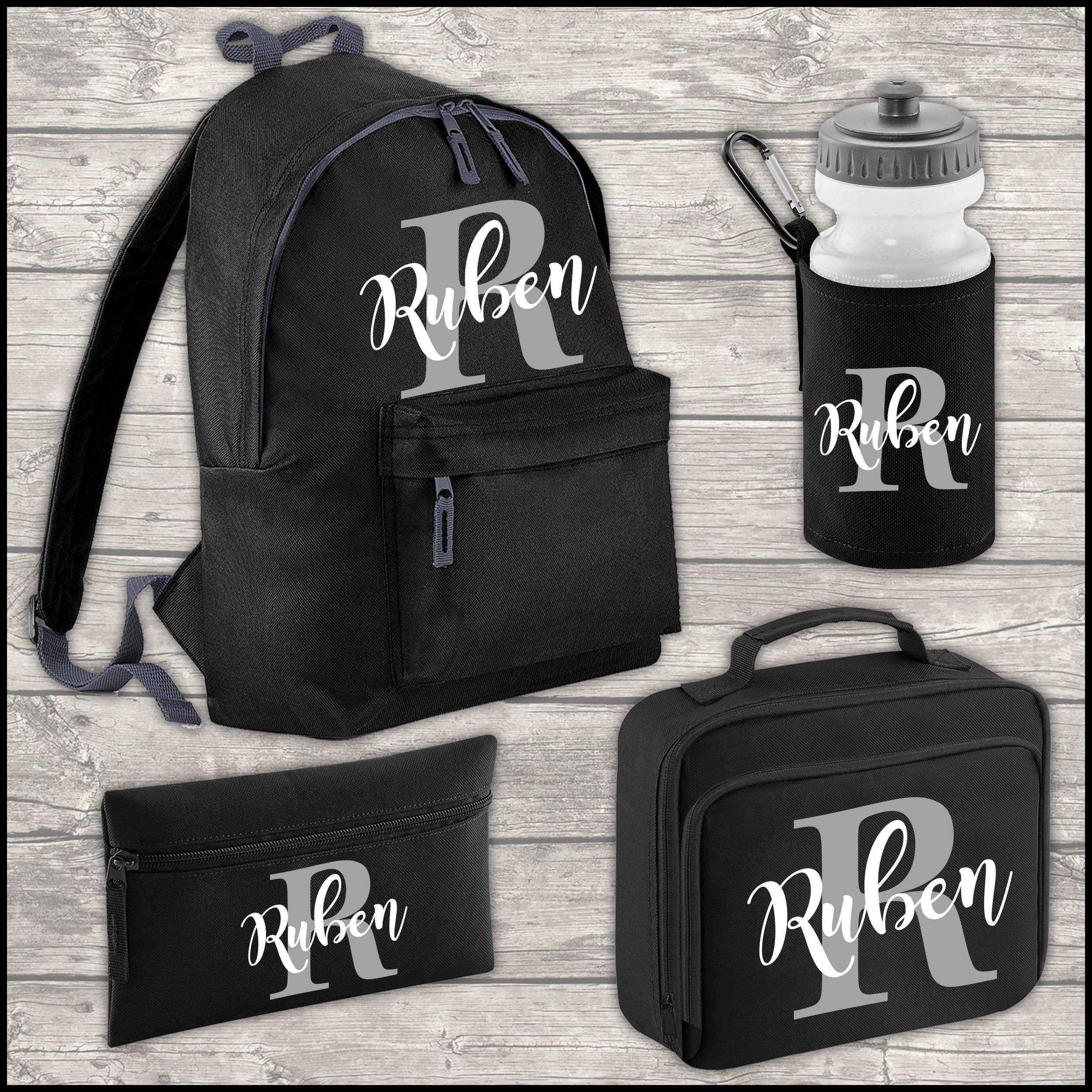 Personalised Name Initial 9 Litre Backpack Water Bottle Lunch | Etsy