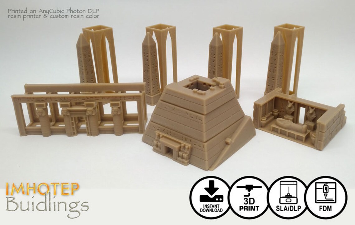 Imhotep Board Game Mini Buildings Temple Obelisk Pyramid | Etsy UK