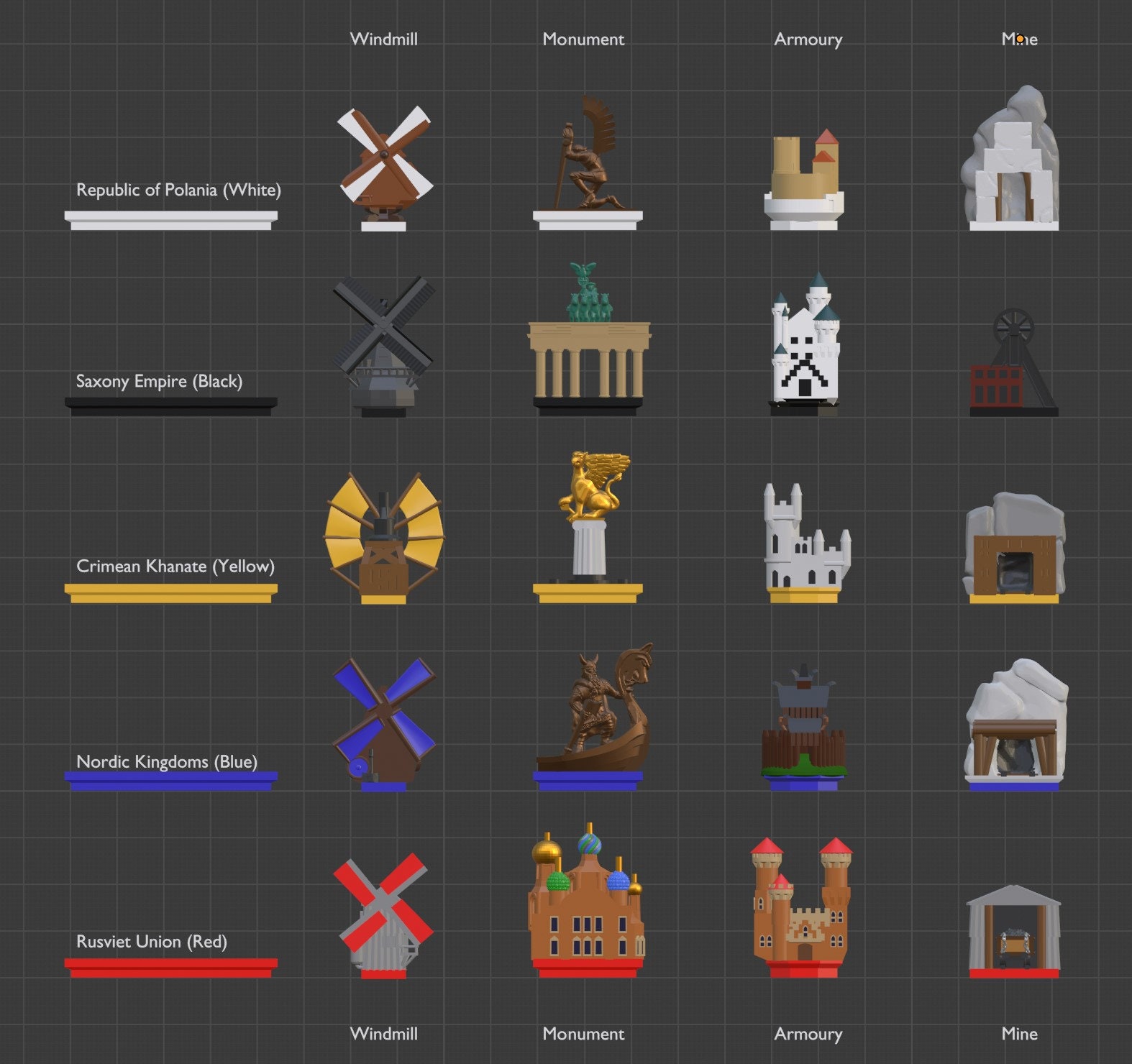 36pcs Scythe Buildings for 9 Factions - Including Invaders From Afar ...