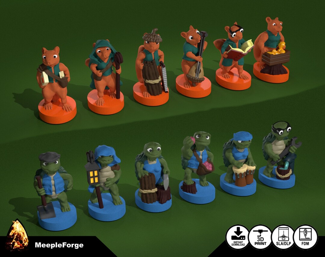 Everdell Upgraded Critters Squirrels and Turtles - (STL File Download ... Everdell Upgraded Critters Squirrels and Turtles - (STL File Download ...