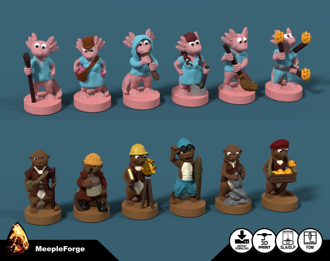 Everdell Upgraded Critters Axolotl and Otter - (STL File Download) - Etsy