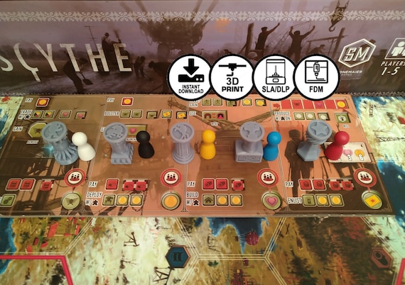 Scythe Upgraded Player Action Tokens STL File Download | Etsy