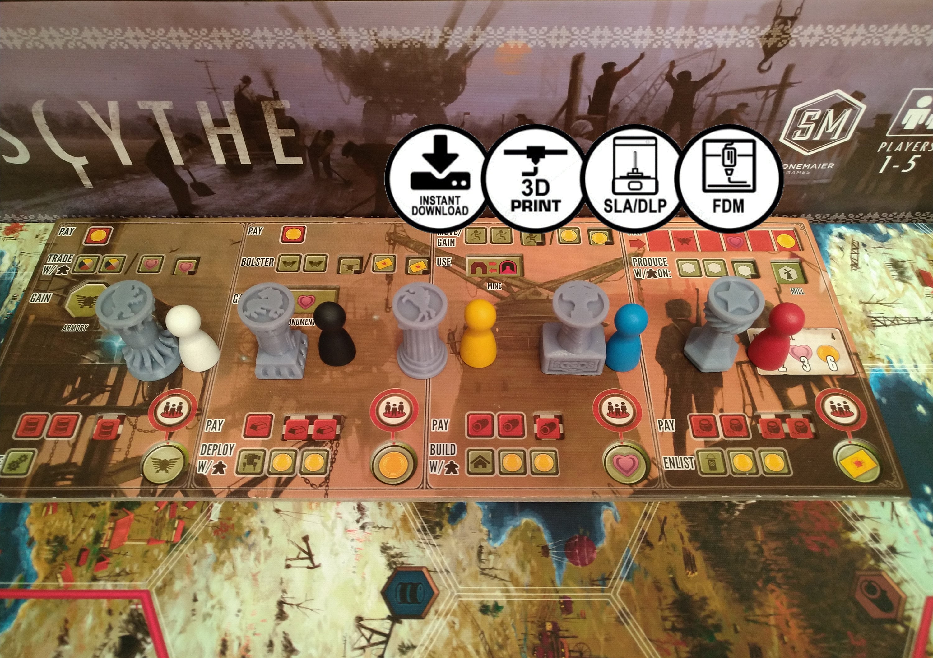 Scythe Upgraded Player Action Tokens STL File Download - Etsy UK