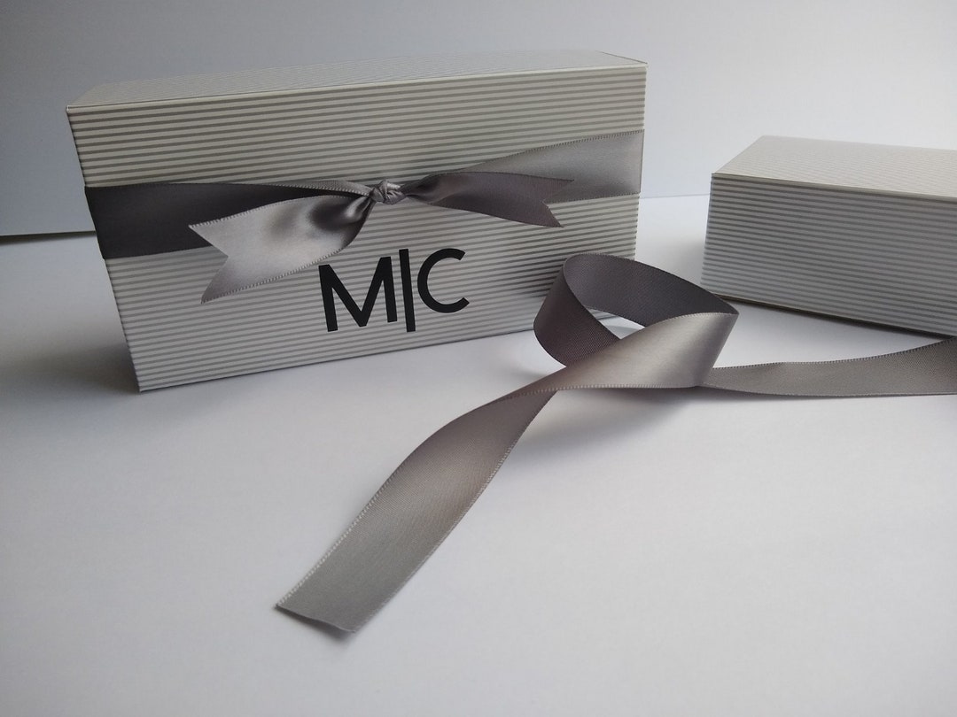 Gray and White Striped Gift Boxes, Includes Ribbon and Shred | Wedding ...