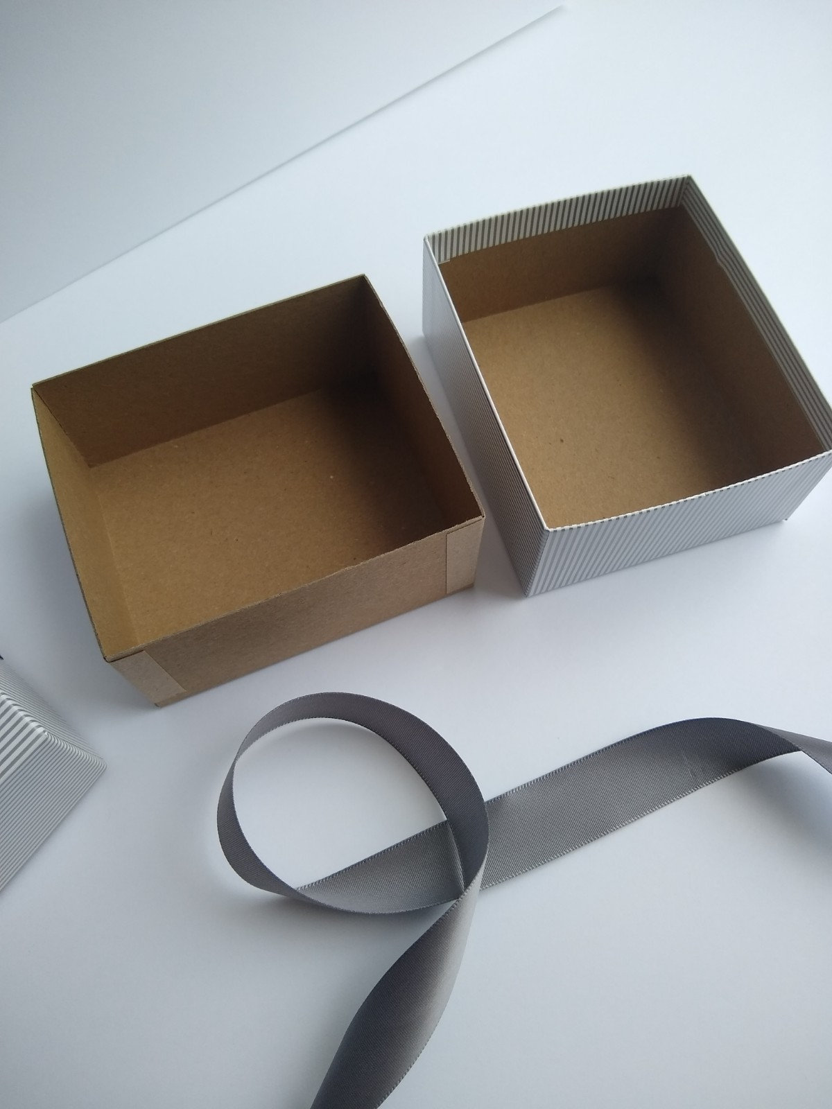 Gray and White Striped Gift Boxes Includes Ribbon and Shred - Etsy
