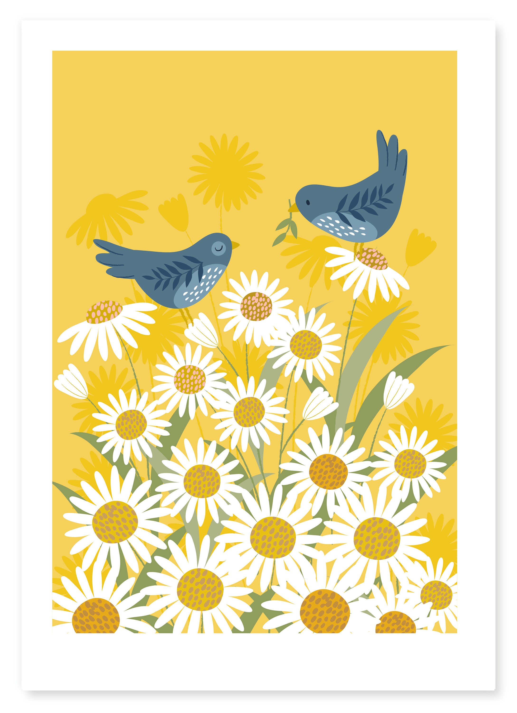 Daisy Bird Friends Illustrated A4 Print - Etsy