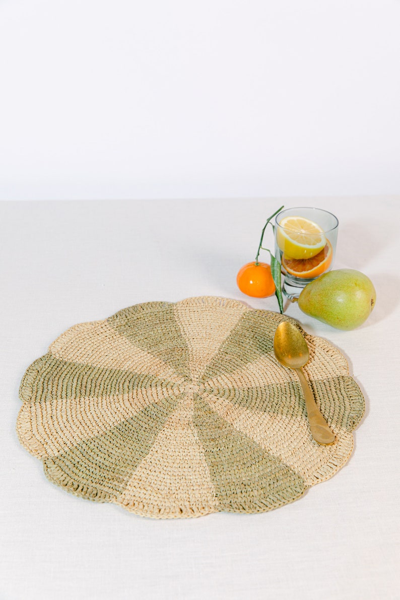 Raffia Colorful Round Placematsdining Table Decor Decorative - Etsy