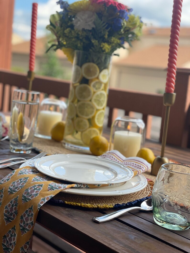 Colorful Raffia Placemats Handmade Round Multicolor Straw Table Mats ...