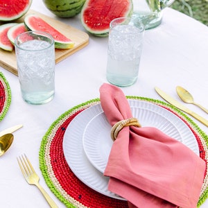 Multicolor Round Watermelon Placemat, Crochet Multiplacemats, Dining ...