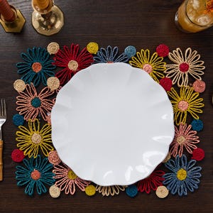 Fleur Multicolor Placemats for Table Decor, Multicolor Woven Placemats ...