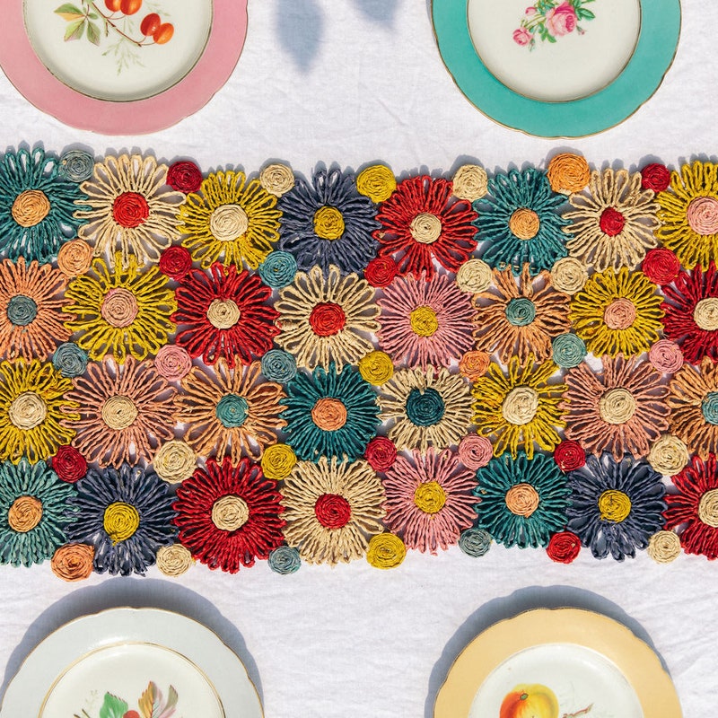 Woven Raffia Table Runner - Etsy