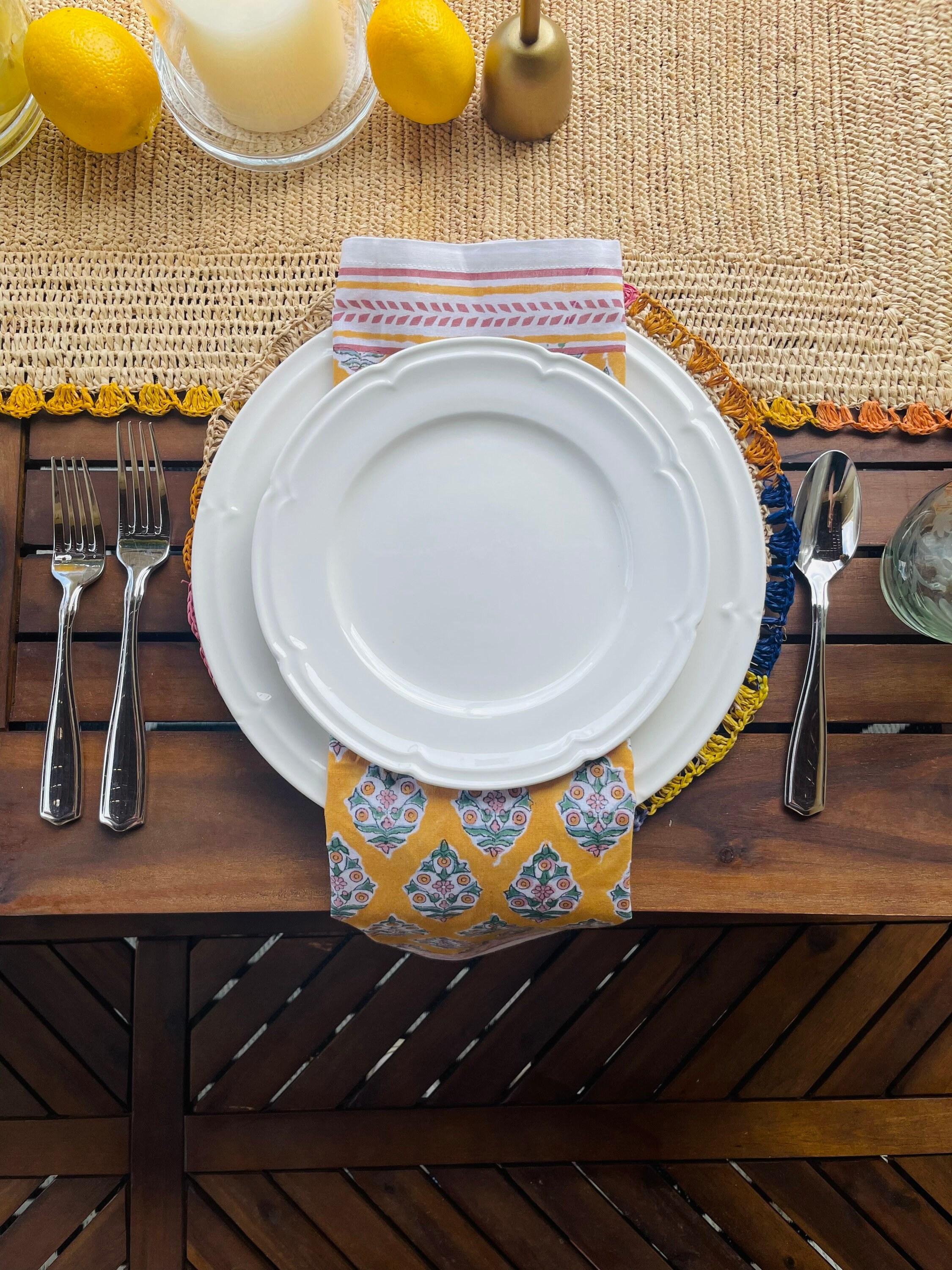 Colorful Raffia Placemats Handmade Round Multicolor Straw Table Mats ...