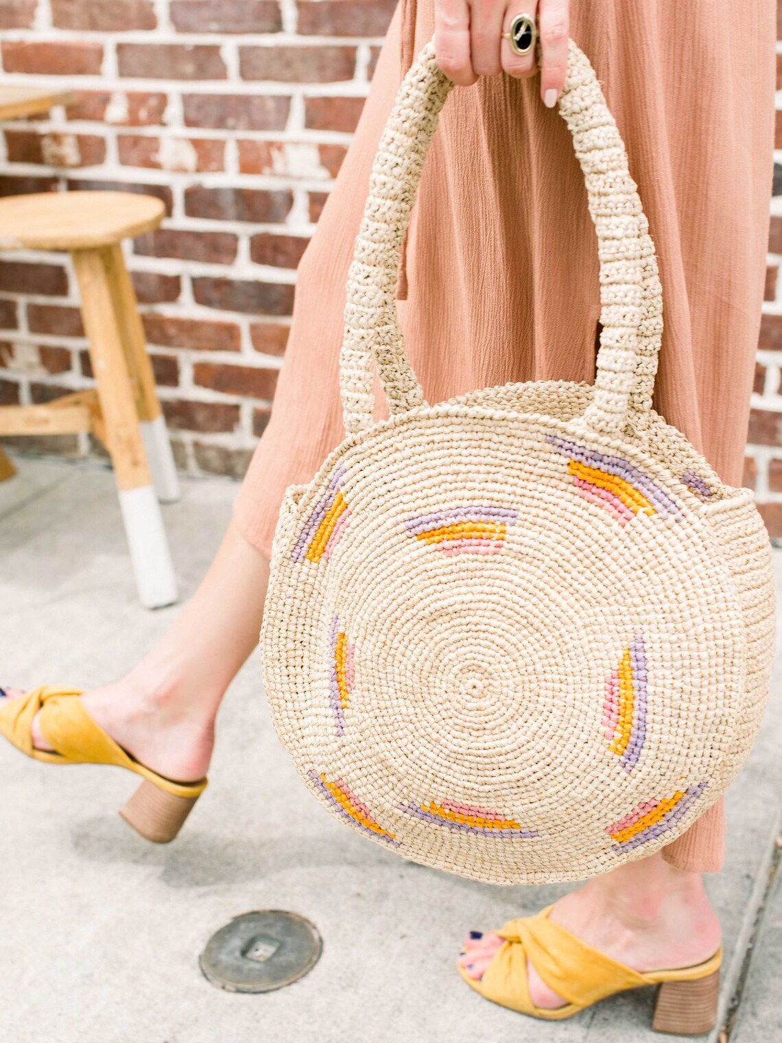 Circle Raffia Bag Straw Bag Tote Round Circle Bag Straw - Etsy