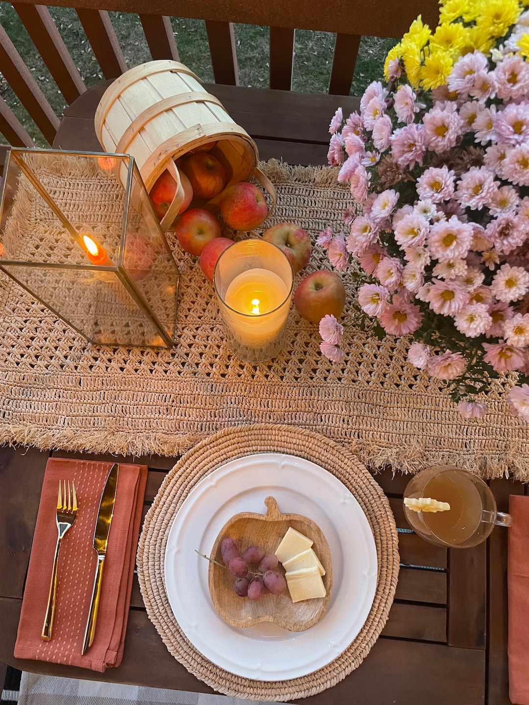 Raffia Crochet Table Runner Handmade Natural Boho Dining Decor Rustic ...