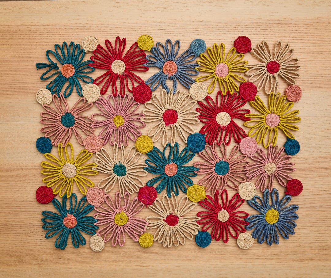 Fleur Multicolor Placemats for Table Decor, Multicolor Woven Placemats ...