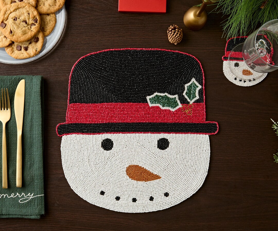 Christmas Placemat, Snowman Holiday Placemat, 14 Inch, Christmas Dining ...