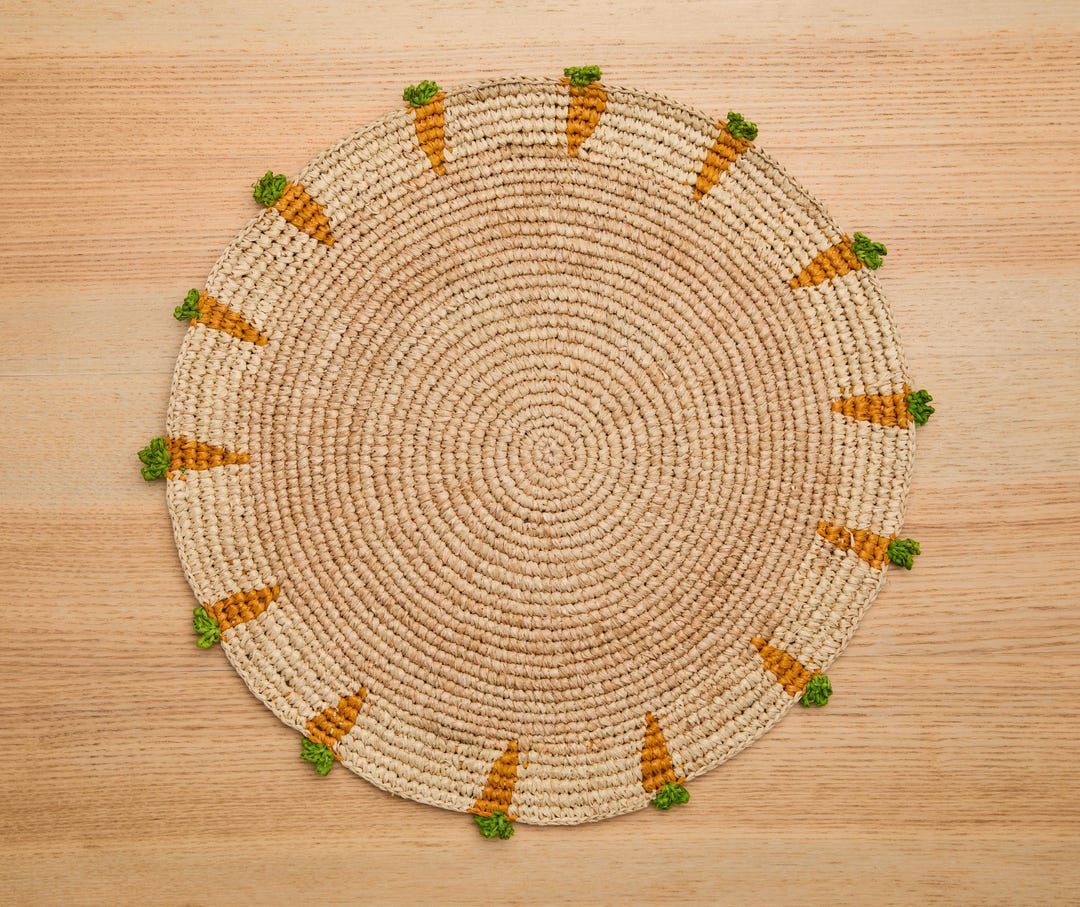 Carrot Raffia Placemat Handmade Round Easter Table Mat Eco Friendly ...