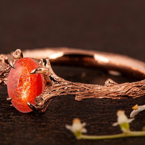 Celestine Galaxy Trio Ring in Sunstone Moonstone - Etsy