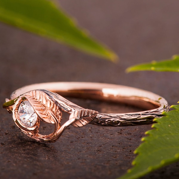 Leaf Diamond Ring - Etsy
