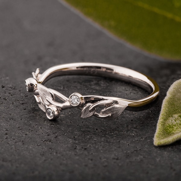 Leaf Diamond Ring - Etsy