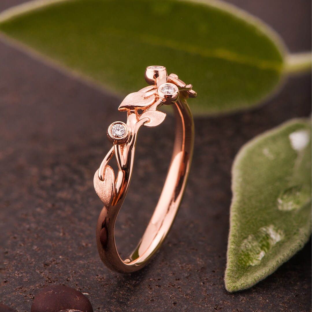 Leaves Diamond Ring, Leaf Wedding Ring - Etsy