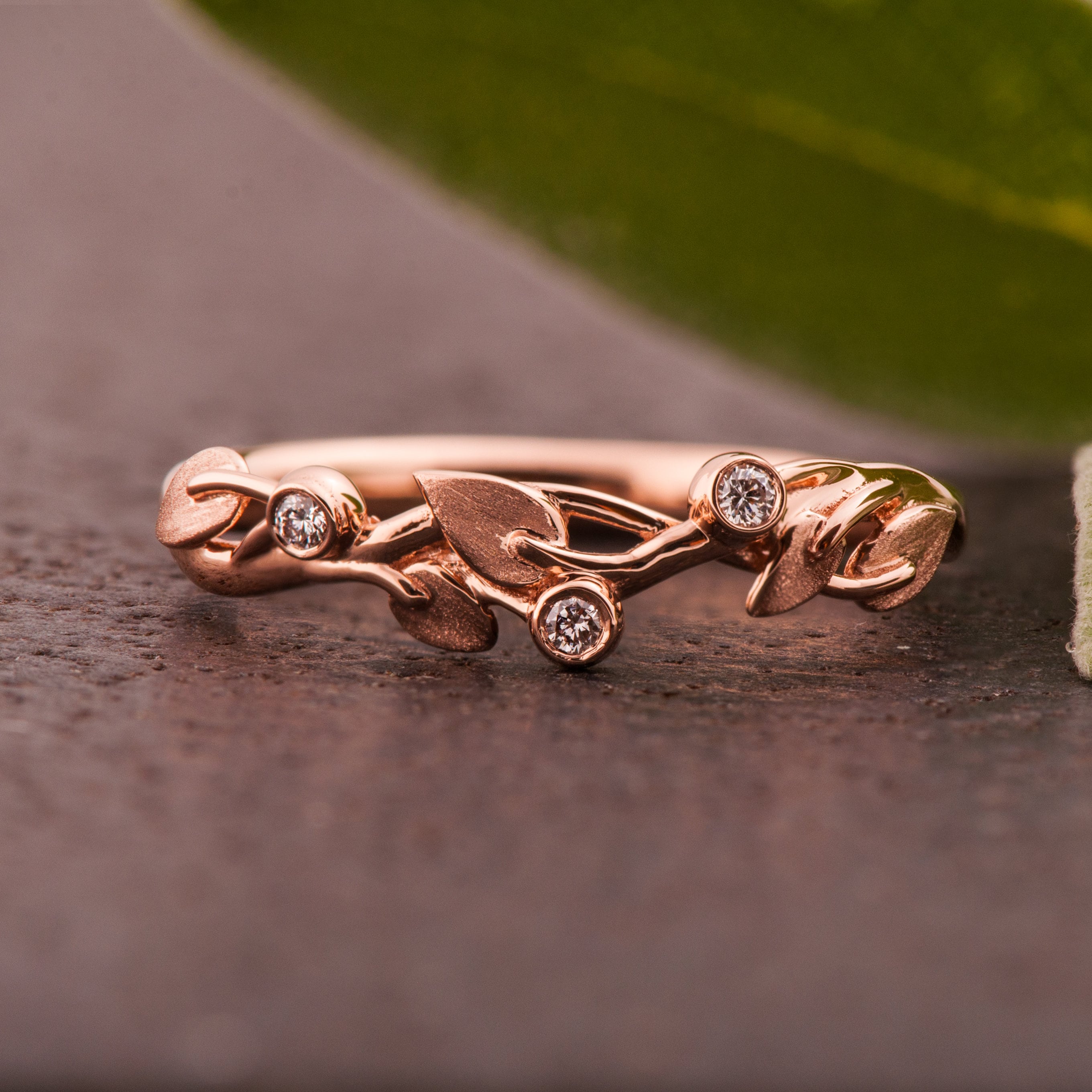 Leaves Diamond Ring Leaf Wedding Ring | Etsy