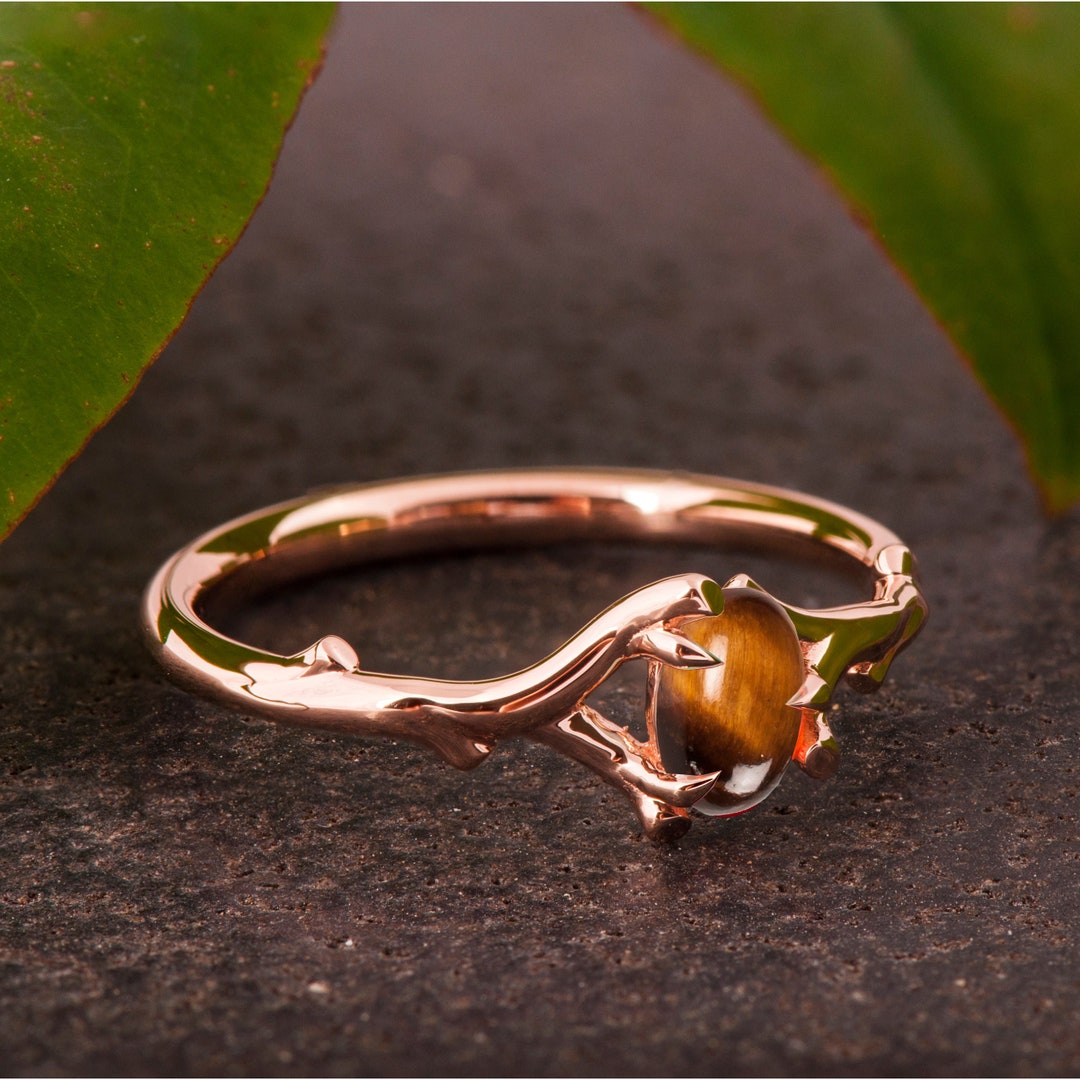 Tiger's Eye Twig Ring - Etsy