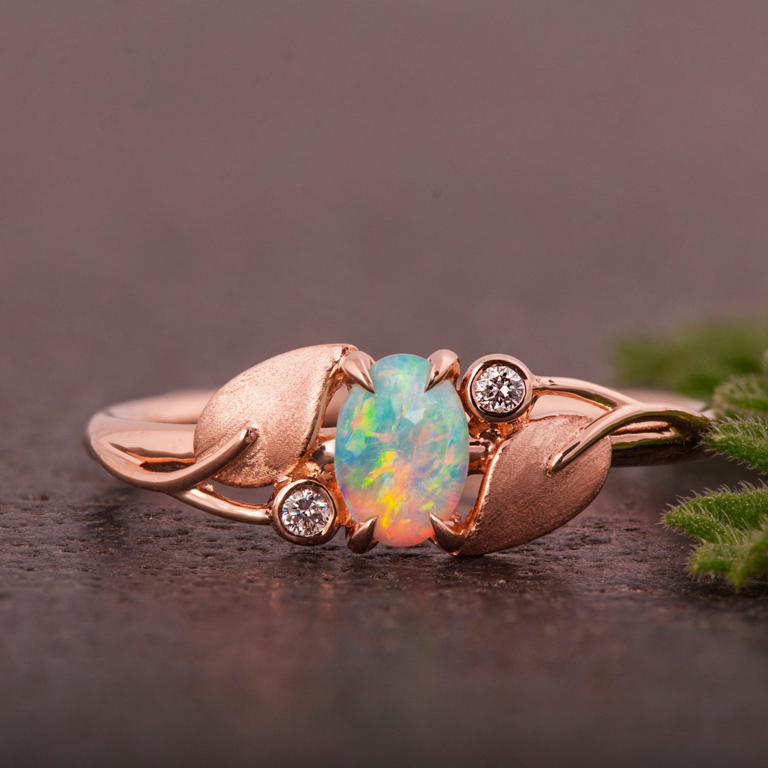 Opal Leaves Ring - Etsy