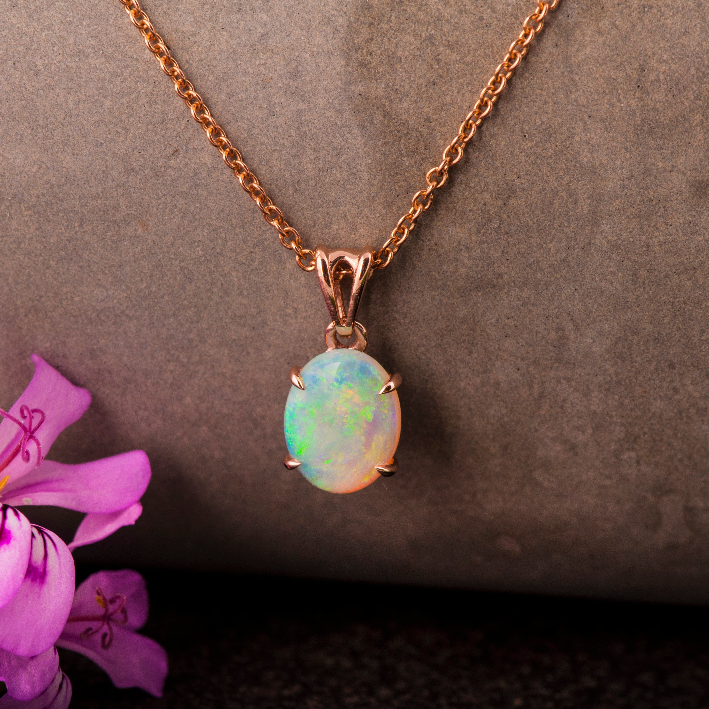 Oval Opal Pendant Rose Gold Opal Pendant | Etsy