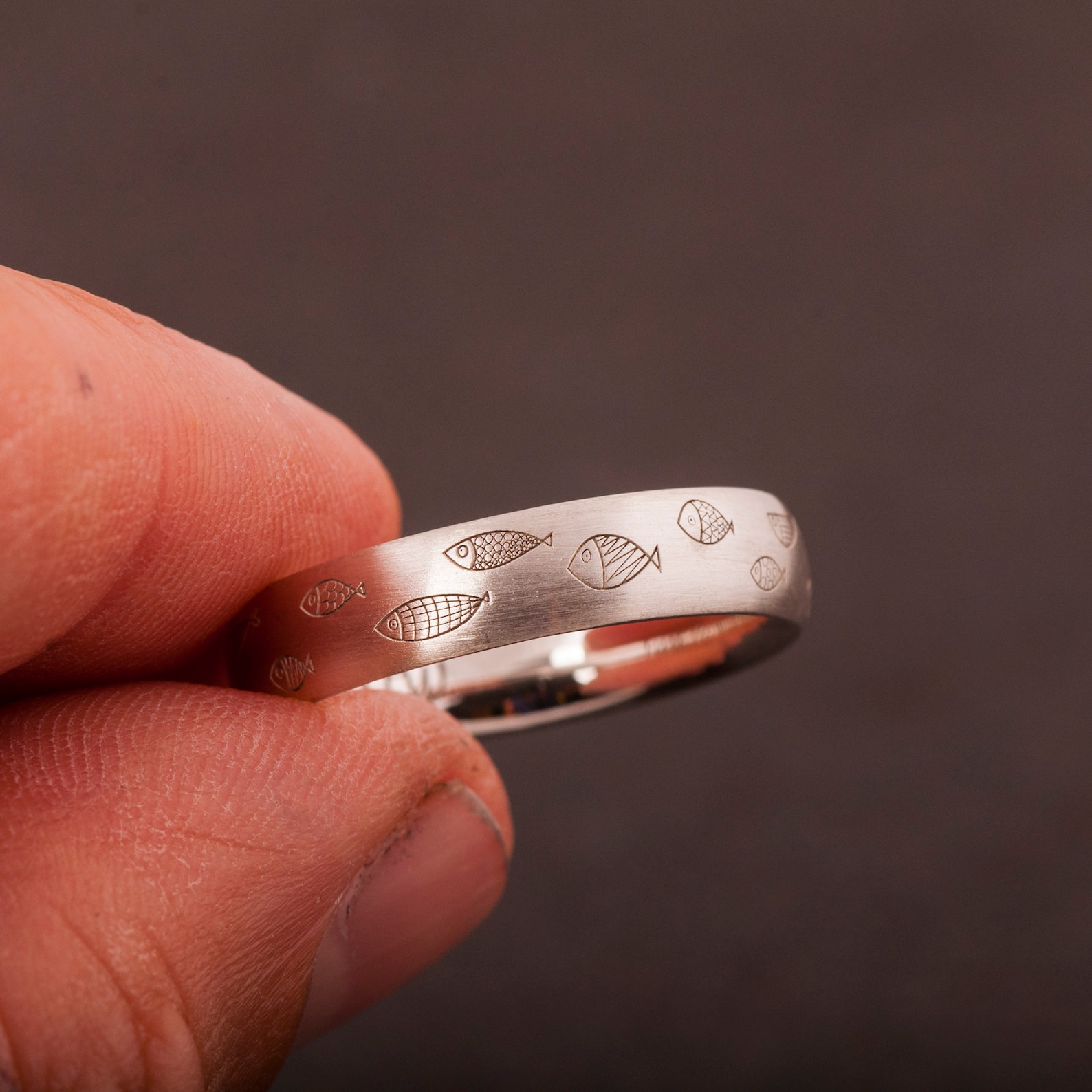 Fish Engraved Band Fish Ringfish Band Comfort Fit Ring | Etsy