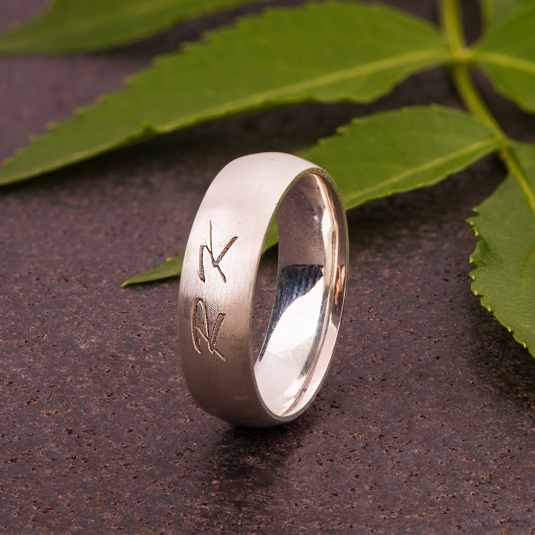 Personalized Platinum Initials Ring: Handmade Comfort Fit Band - Etsy