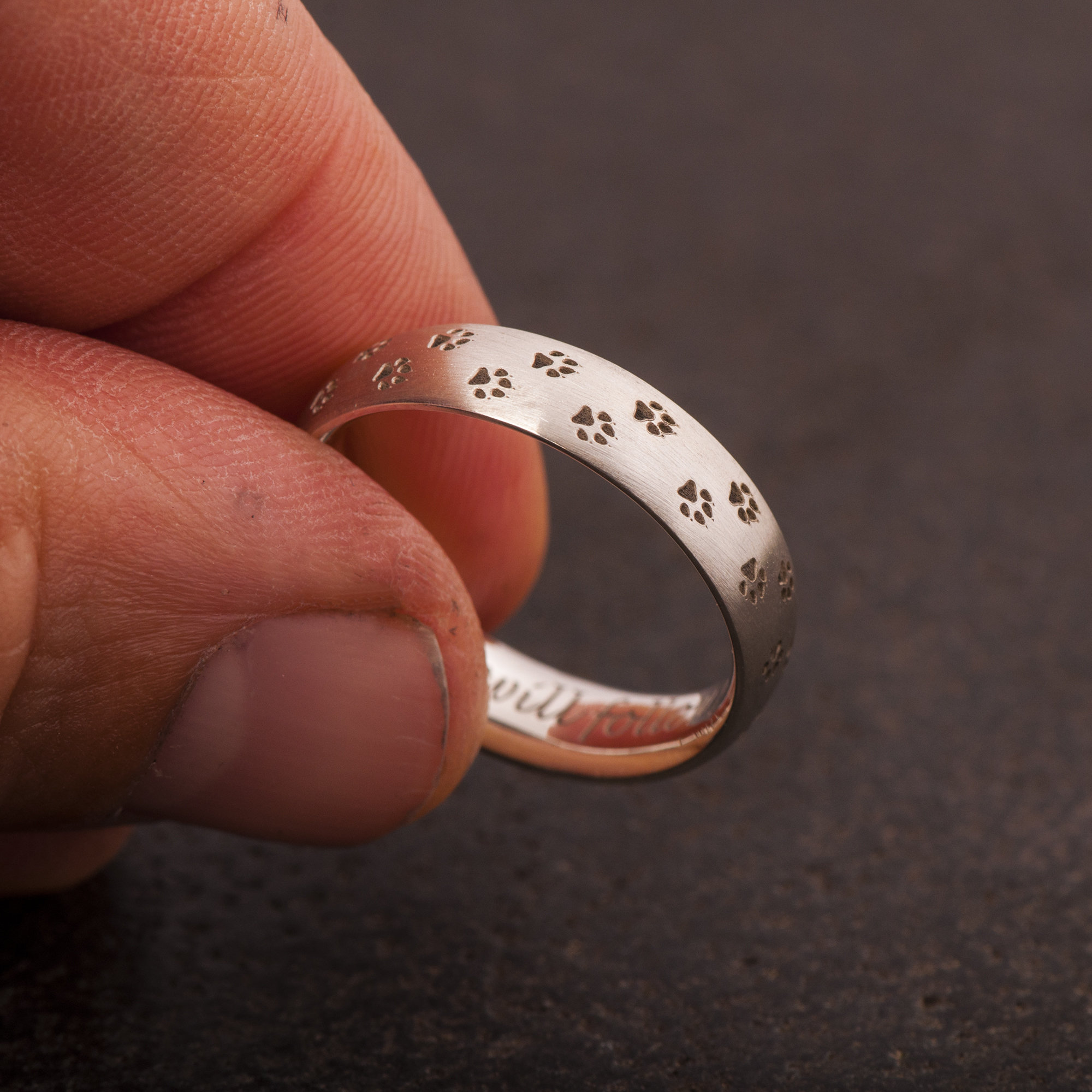 Dog Paws Engraved Band Dog Paws Ring Dog Band Comfort Fit - Etsy