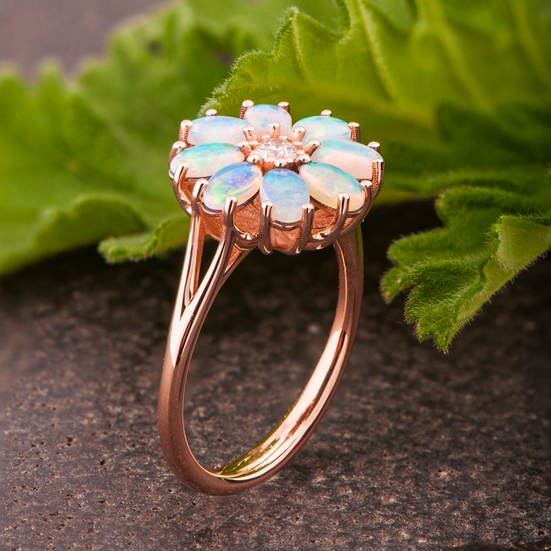 Multi Stone Vintage Opal Ring Opal Flower Ring - Etsy