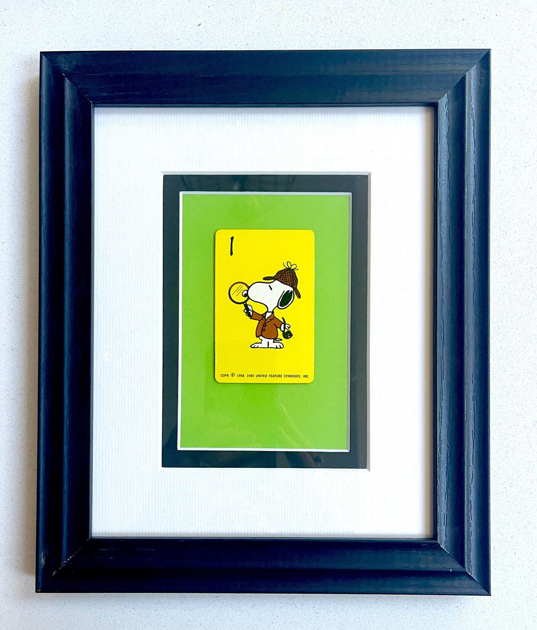 Detective Snoopy Sleuth Vintage 1965 * Framed Playing Card * Unique ...