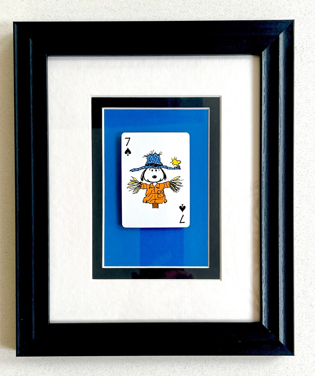 Snoopy Scarecrow * 2003 Peanuts Framed Playing Card * Schulz Vintage ...