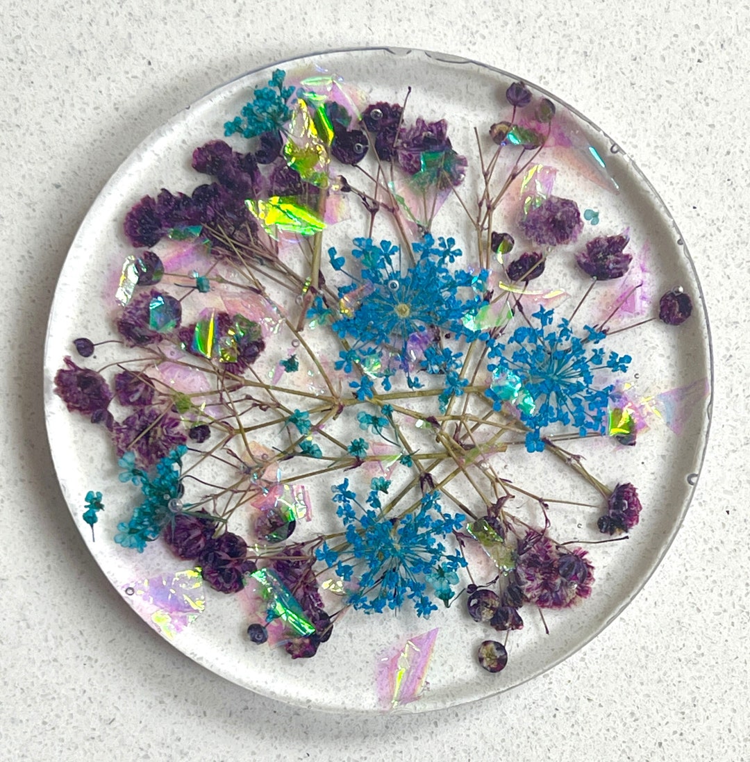 Purple Blue Floral Handmade Resin Coasters, Nanny, Gift for Mum ...