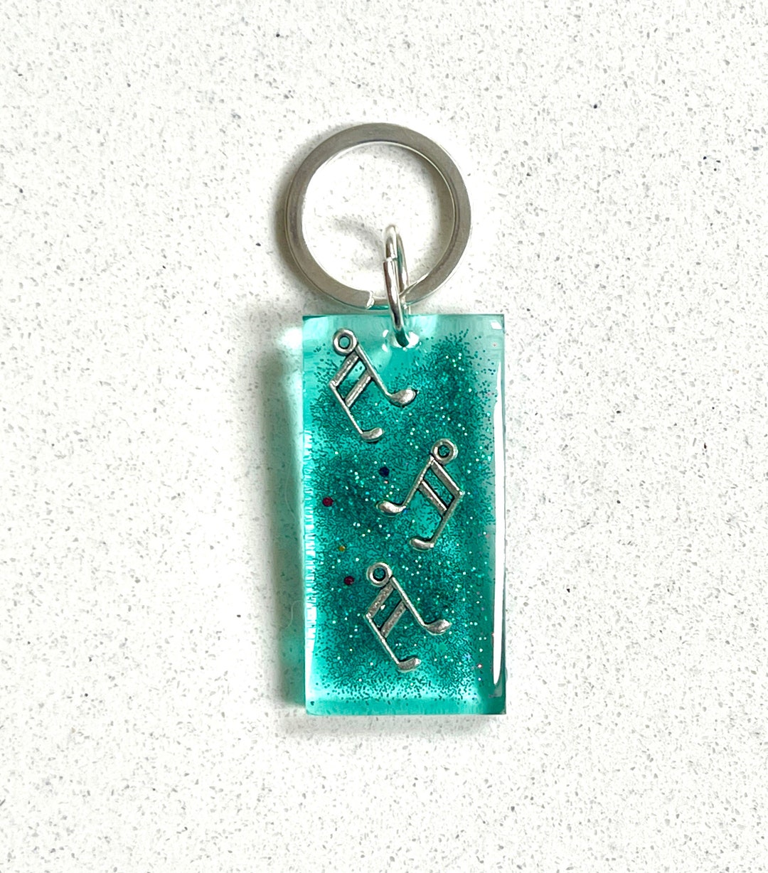 Keychain Fob Musical Notes Eco Resin Hand Made Keyring Christmas Gift ...
