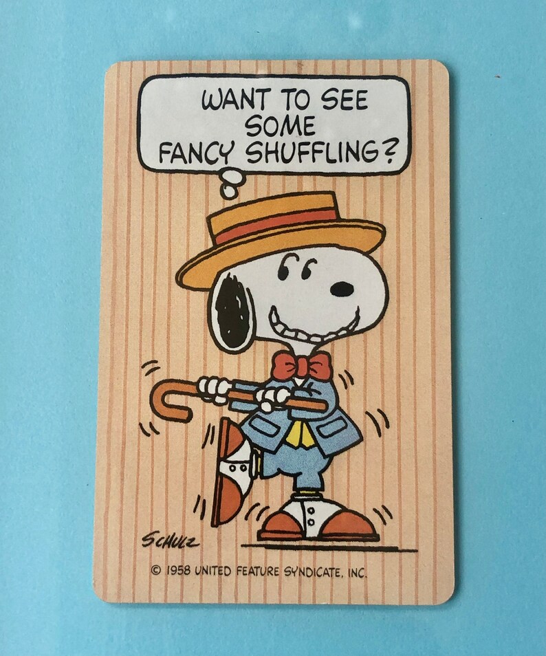 Snoopy Shuffling * 1958 Peanuts - Playing Card * Vintage Wall Art ...