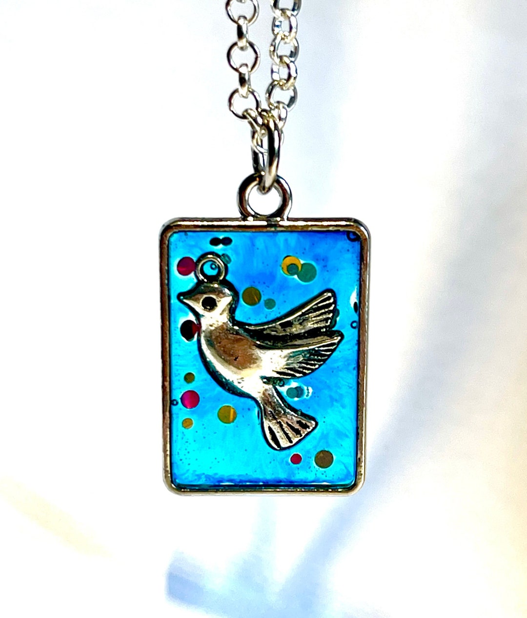Blue Bird * Pendant Necklace * Eco Resin * Sterling Silver Chain ...
