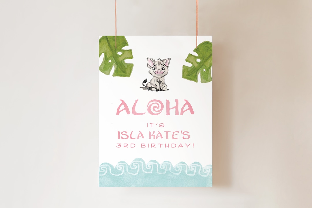 Pua & Hei Hei - Moana - Digital | Printable Welcome Sign - Etsy