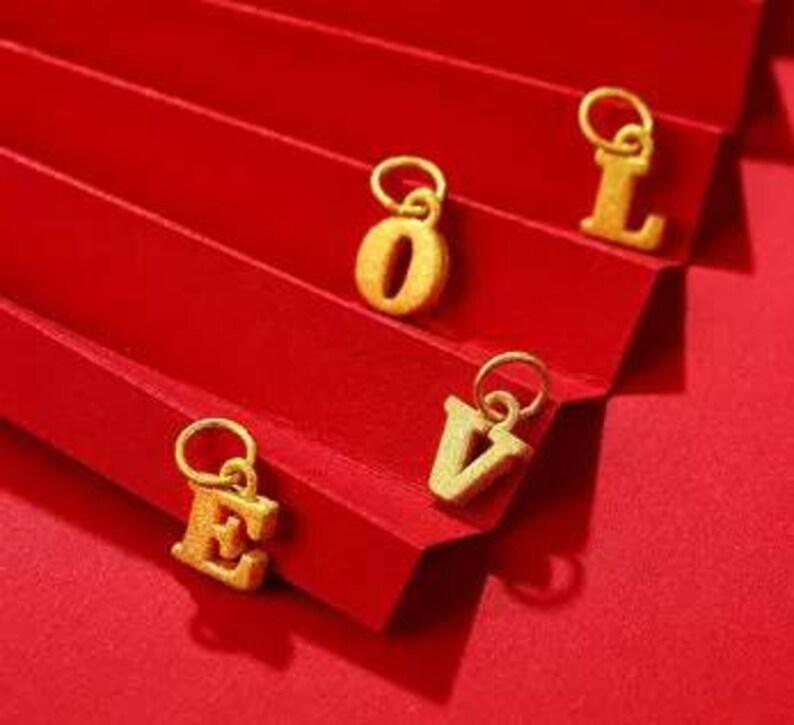 Real 999 24K Pure Gold Jewelry Initial Pendant Charm Necklace - Etsy