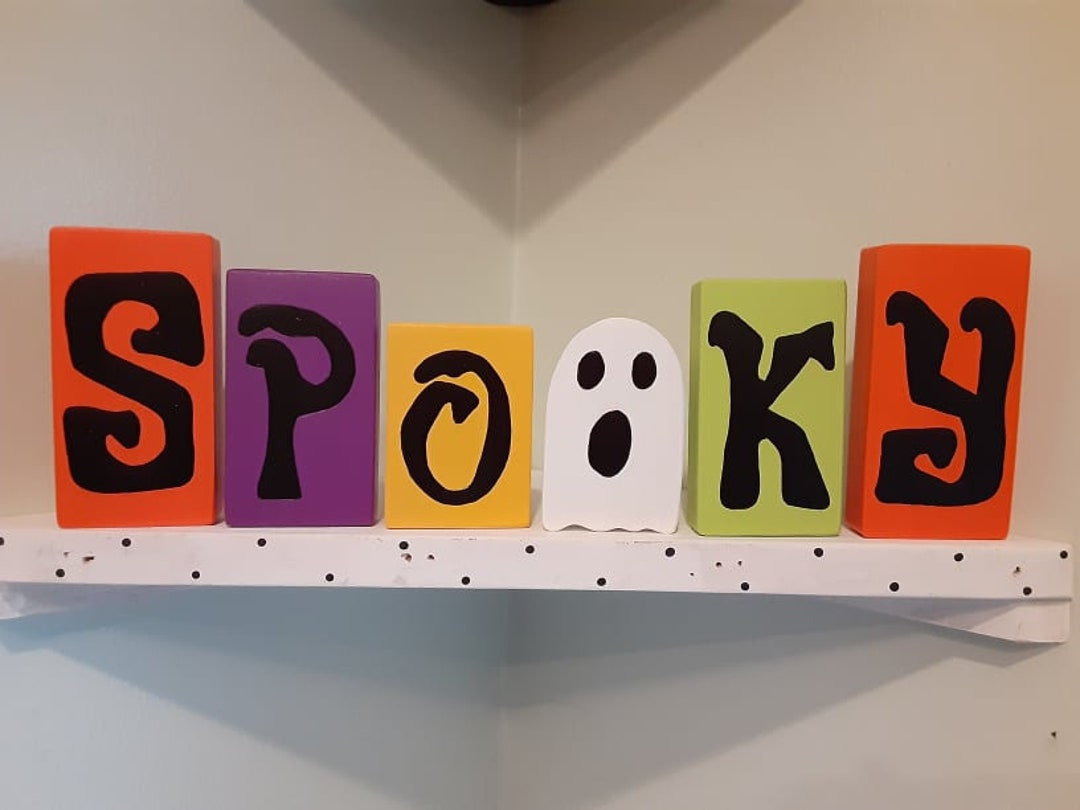 HALLOWEEN SPOOKY BLOCKS - Halloween Decor, Halloween Wood Signs ...