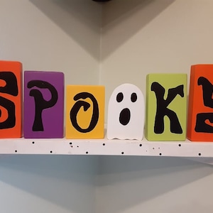 HALLOWEEN SPOOKY BLOCKS - Halloween Decor, Halloween Wood Signs ...